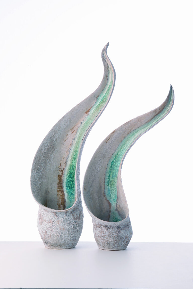 Ceramic Flowing Forms Sculpture – Created